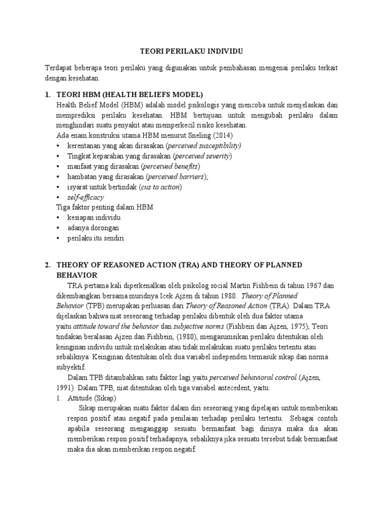 Teori Perilaku Individu | PDF | Karier & Perkembangan