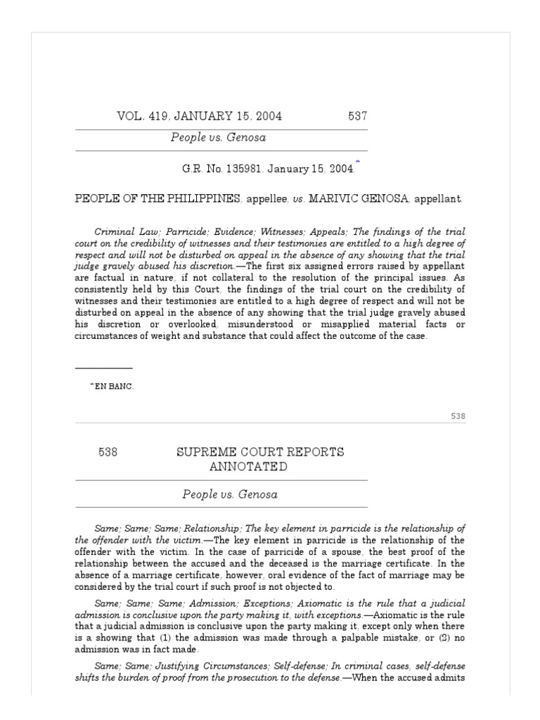 People vs. Genosa | PDF | Domestic Violence | Mitigating Factor