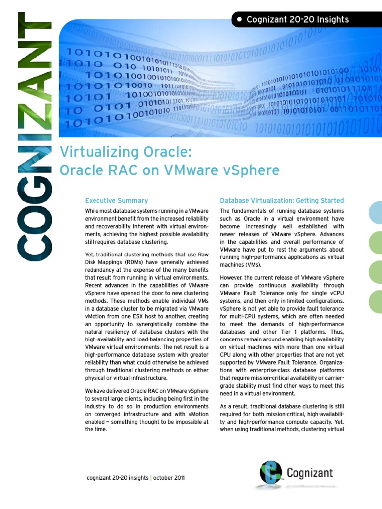 Virtualizing Oracle Oracle RAC On Vmware Vsphere PDF | PDF | Virtual Machine | Computer Cluster