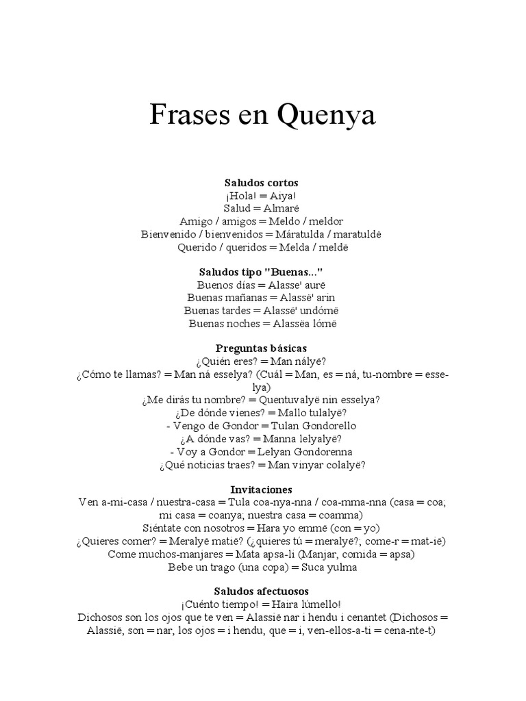 Frases en Elfico | PDF | Tierra Media