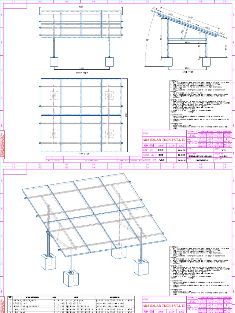 TDS DRAWING 20º H2PMS 4PX2 STRUCTURE GL1000mm | PDF | Nut (Hardware ...