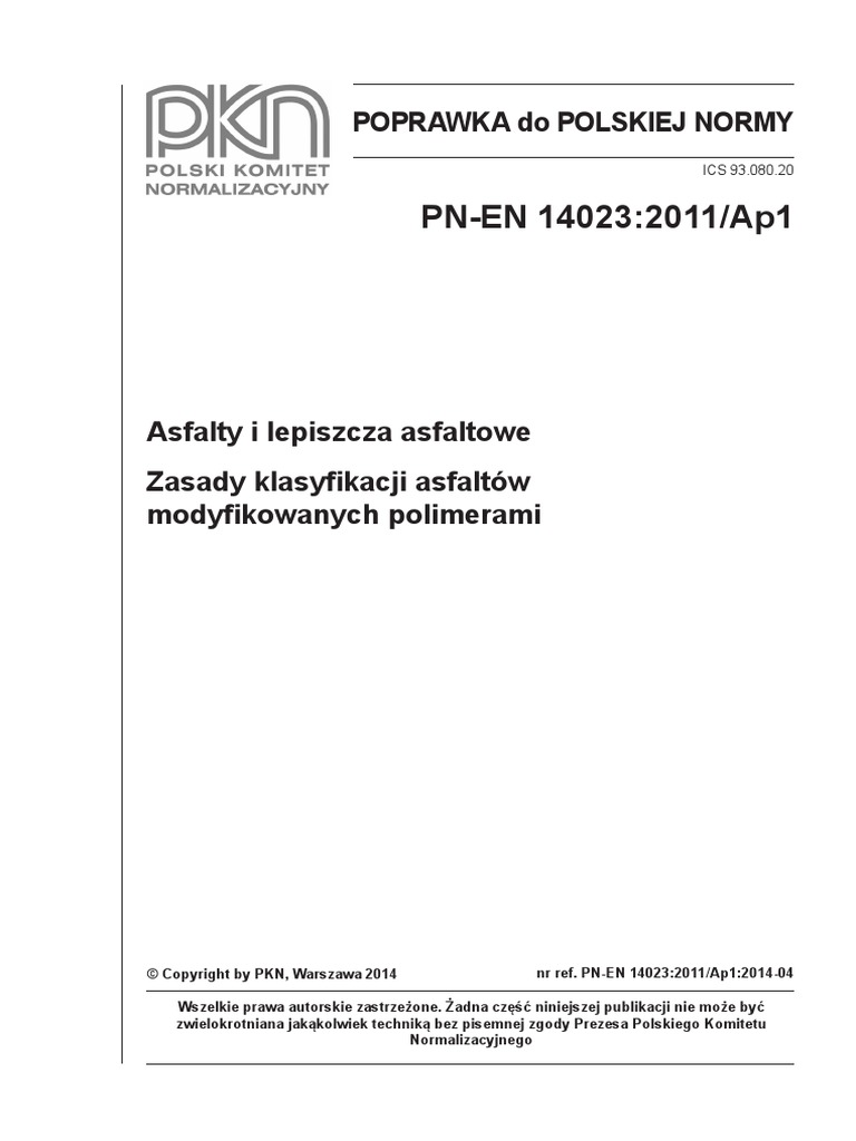 PN-EN 14023:2011/ap1: Poprawka Do Polskiej Normy | PDF