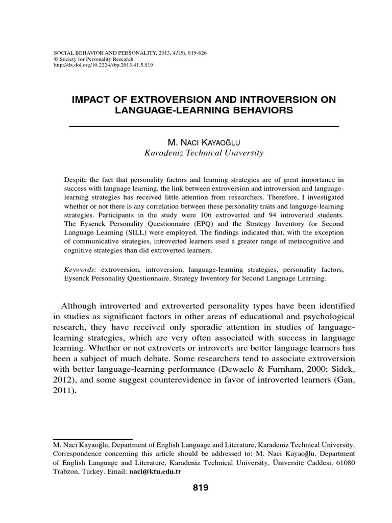 Extroversión - Introversión y Aprendizaje | PDF | Extraversion And Introversion | Personality Type