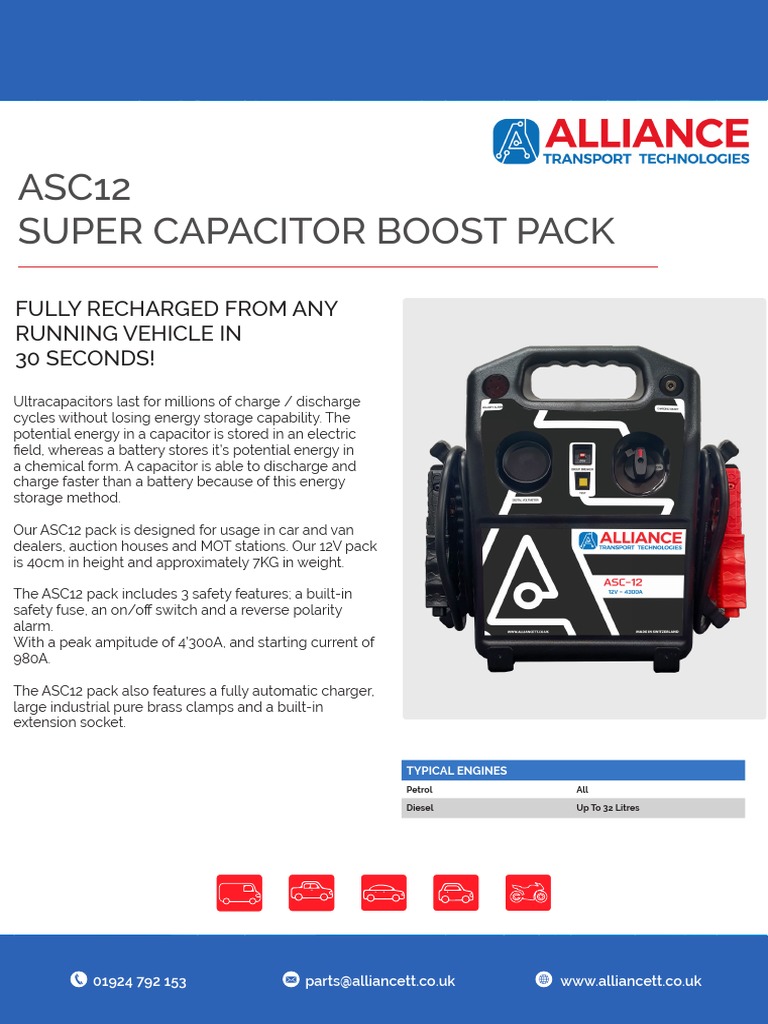 ASC12 Super Cap Boost Pack Technical Sheet 18.08 | PDF