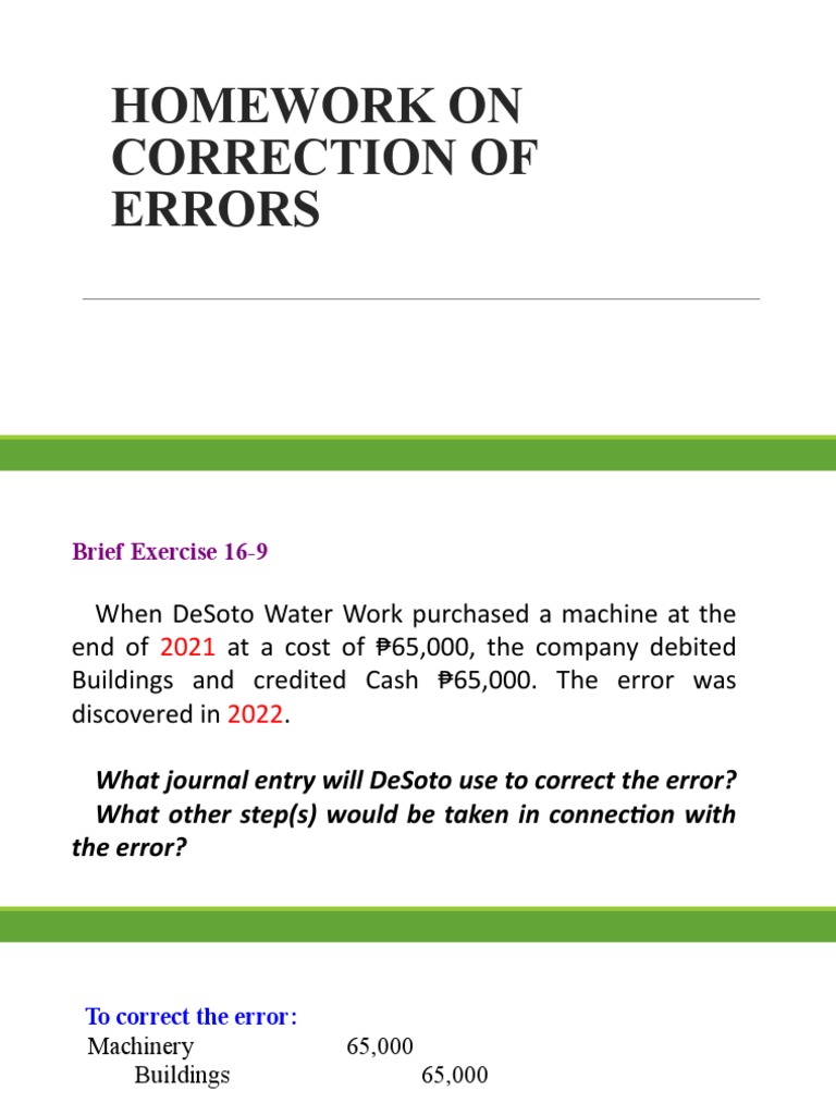 HOMEWORK ON CORRECTION OF ERRORS Zoom | PDF | Depreciation | Cost Of ...