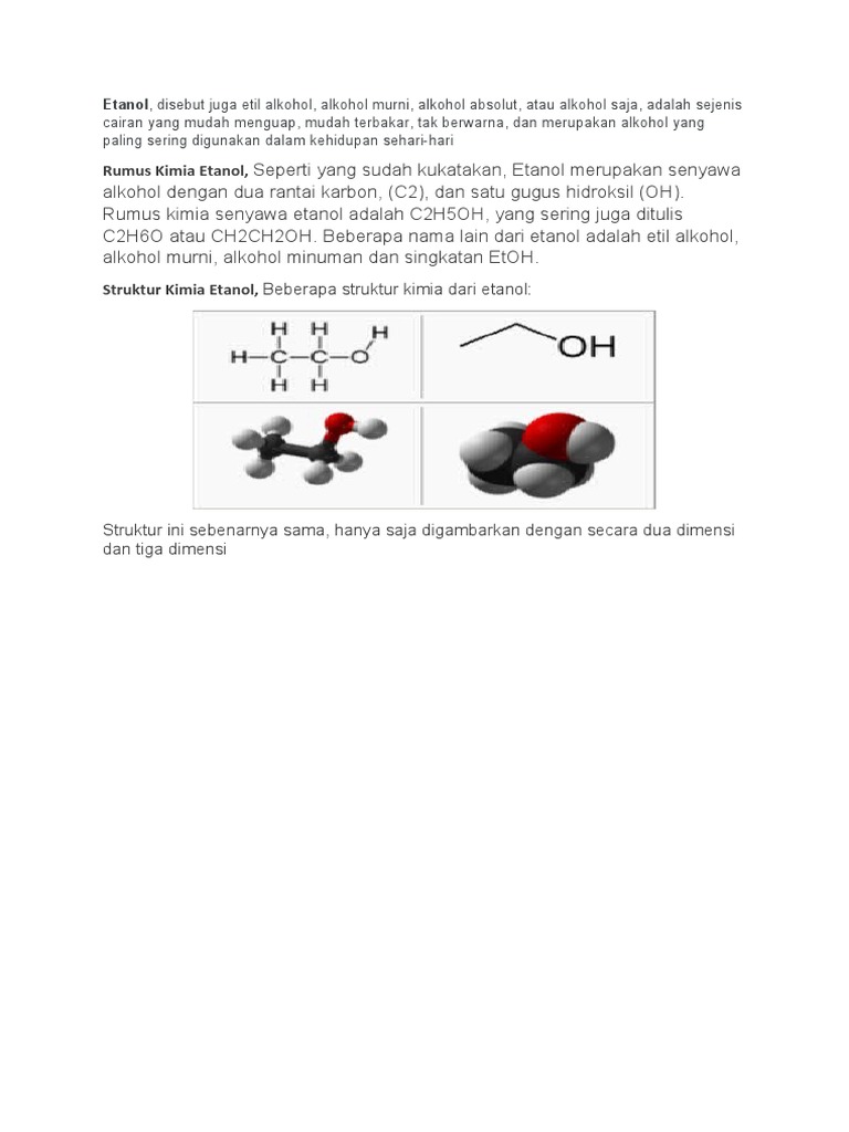 Struktur dan Rumus Kimia Etanol | PDF