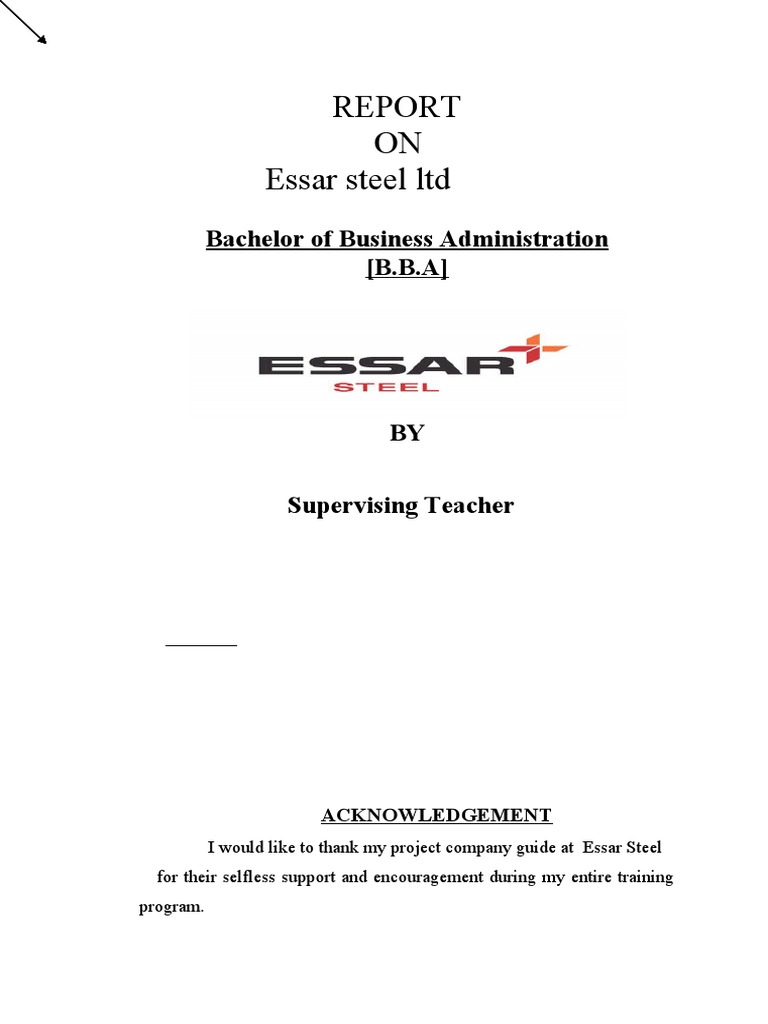 ON Essar Steel LTD: Bachelor of Business Administration (B.B.A) | PDF ...