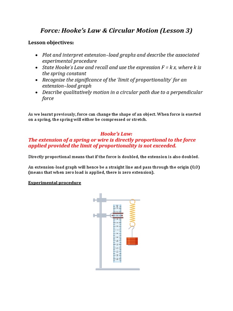 Hooke's Law - Lesson 3 PDF | PDF | Acceleration | Force