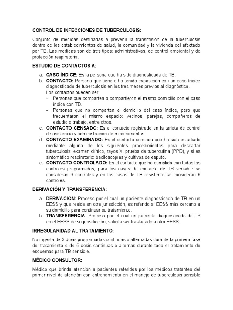 Control de Infecciones de Tuberculosis | PDF | Tuberculosis | Ciencias ...