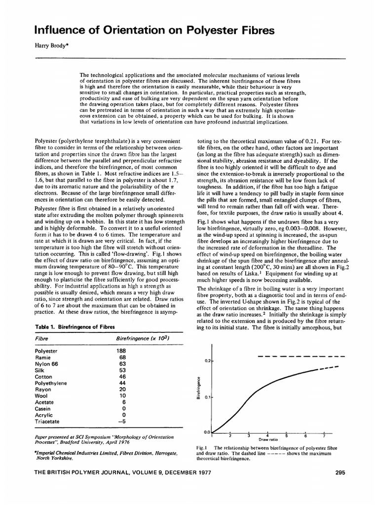 Influence of Orientation On Polyester Fibres | PDF | Spinning (Textiles ...