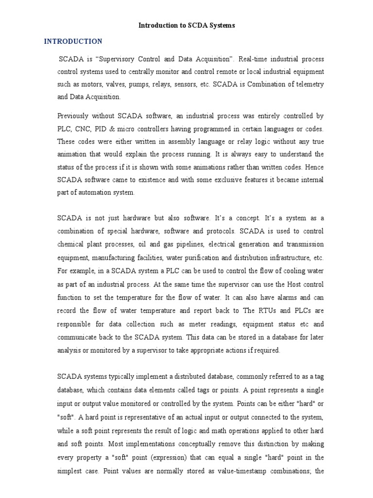 Introduction To SCDA Systems | PDF | Scada | Programmable Logic Controller