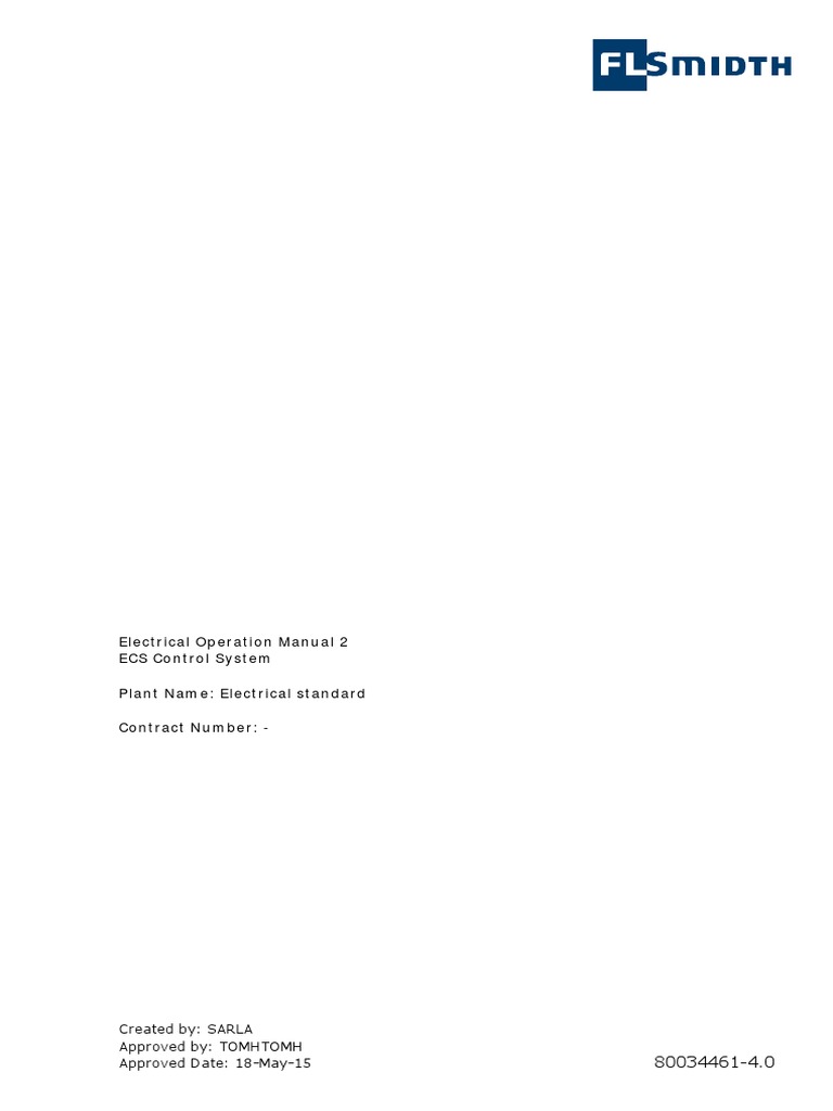 Electrical Operation Manual 2 ECS Control System Plant Name: Electrical ...