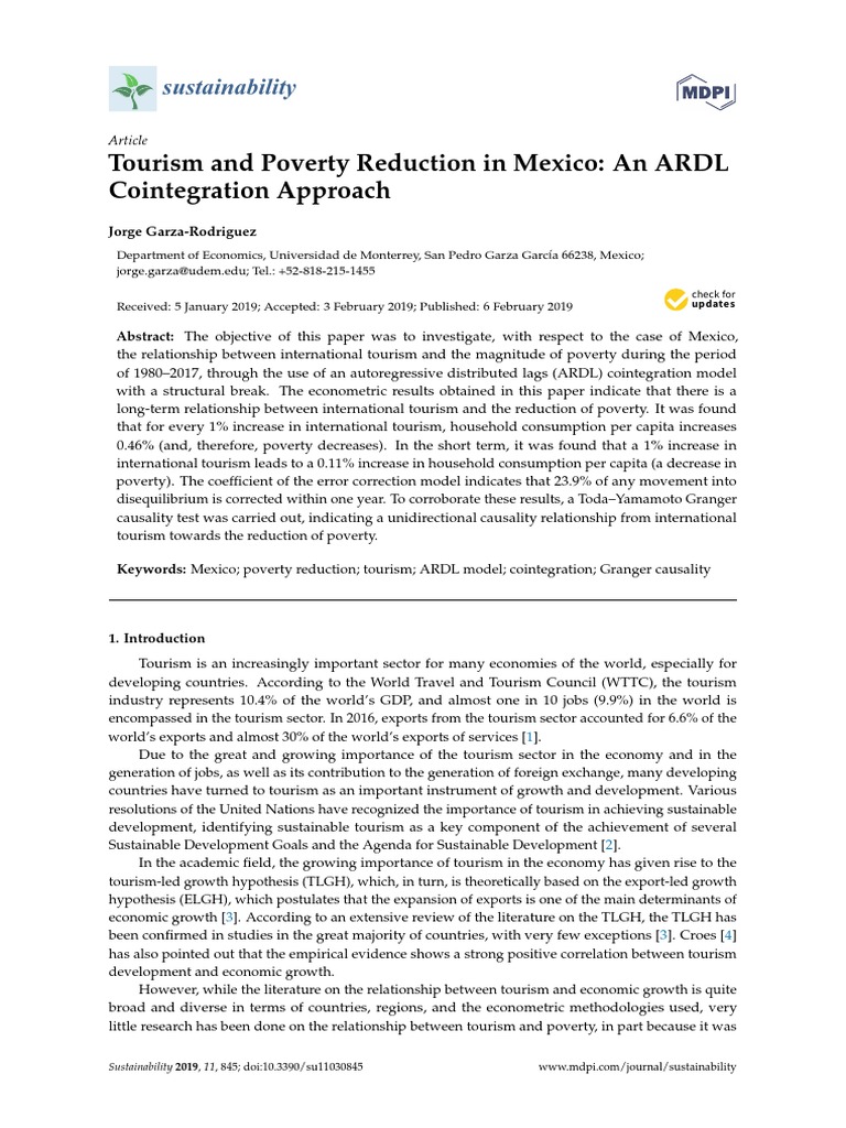 Tourism and Poverty Reduction in Mexico: An ARDL Cointegration Approach ...