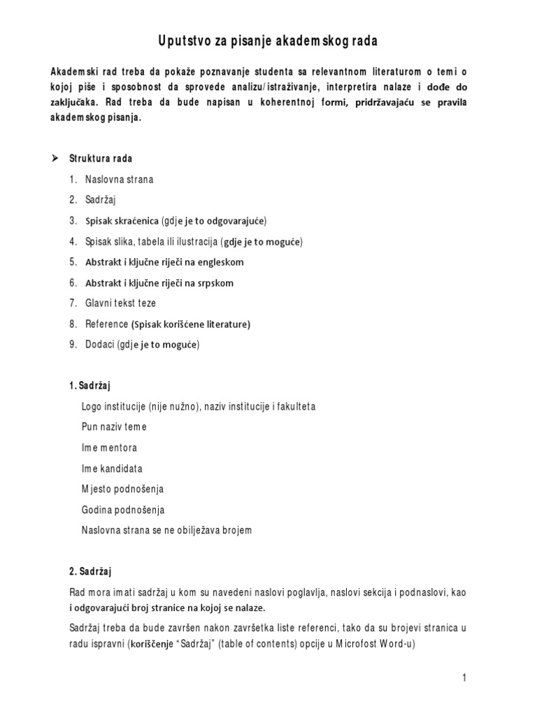 Pravila Pisanja, Formatiranja I Citiranja Rada PDF | PDF