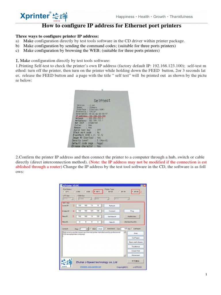 Configure Printer IP Address Methods | PDF | Ip Address | Port ...
