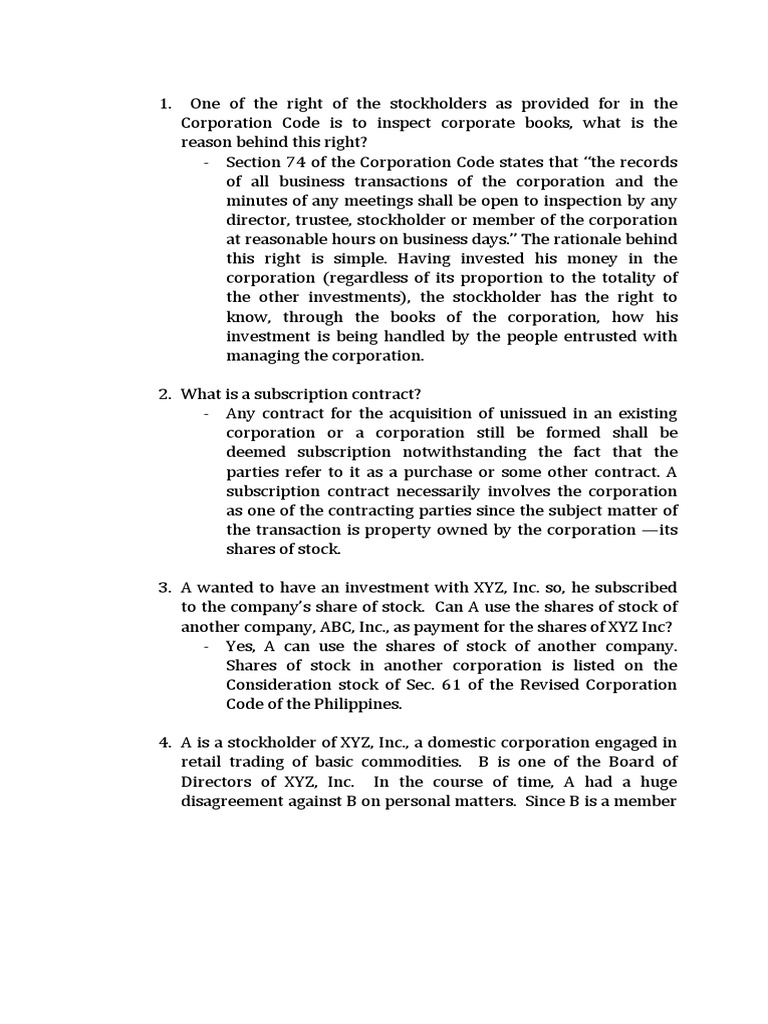 Quiz-Section 59 To 74 Corporation | PDF | Stocks | Corporations