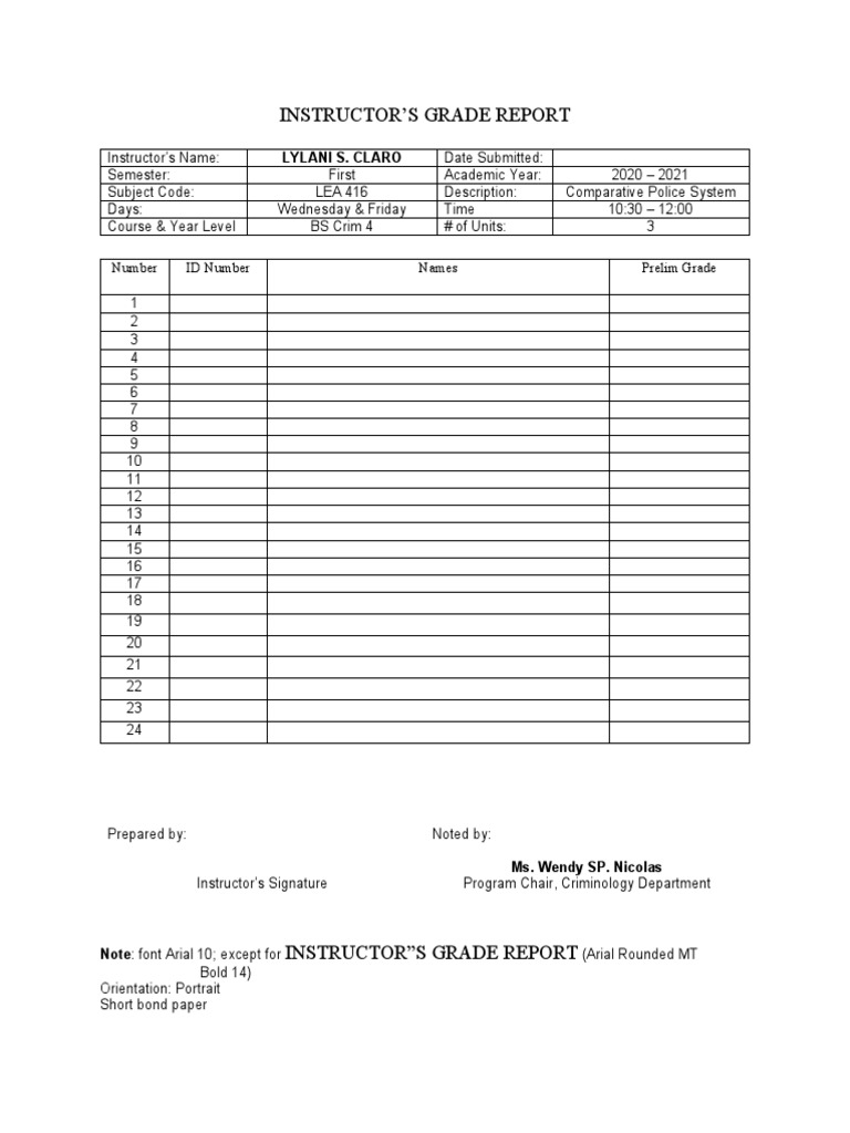 Sample Grading Sheet | PDF