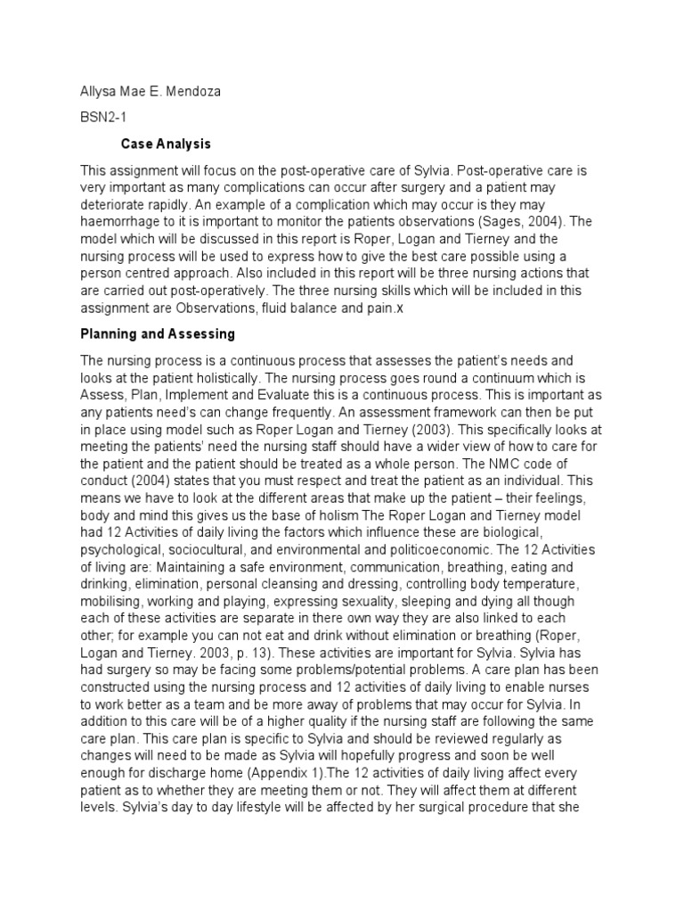 Case Study | PDF | Nursing | Surgery