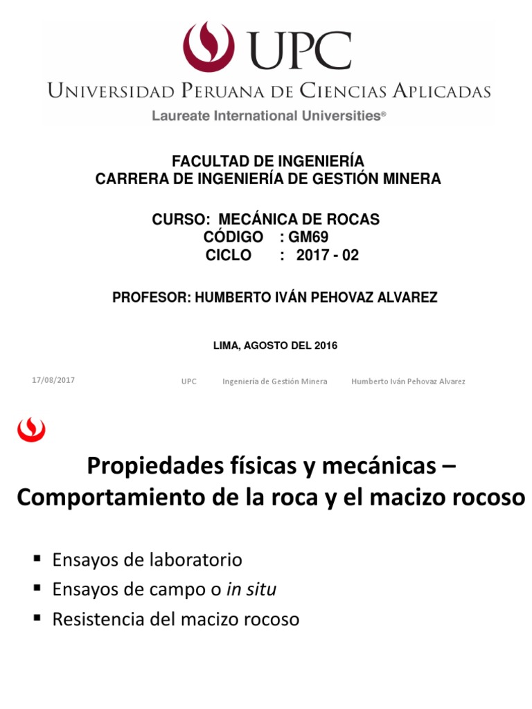 Mecánica de Rocas-UPC - 2017 2do | PDF | El módulo de Young ...