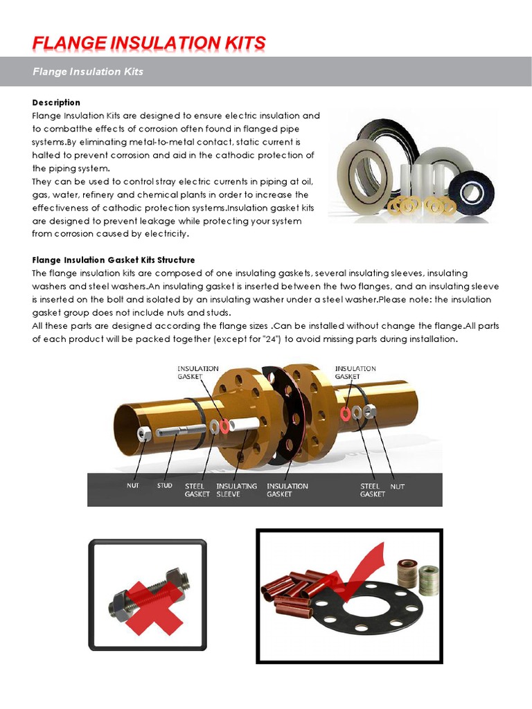 Flange Insulation Gasket Kits | PDF | Insulator (Electricity ...
