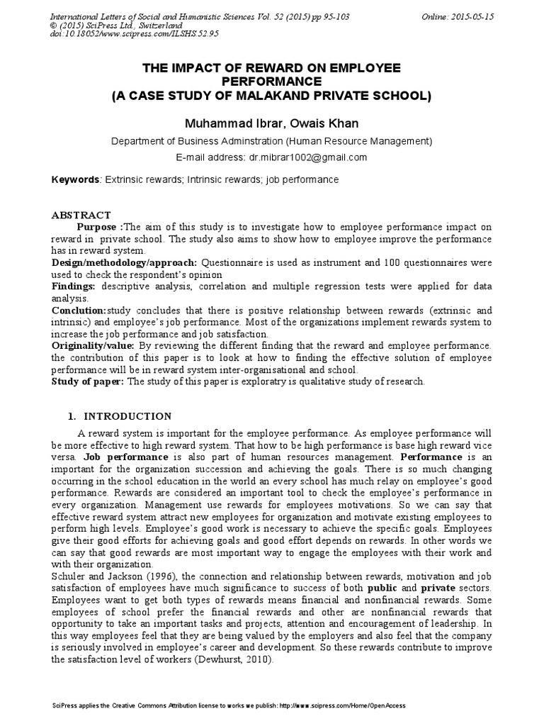 The Impact of Reward On Employee Performance A Cas | PDF | Incentive ...