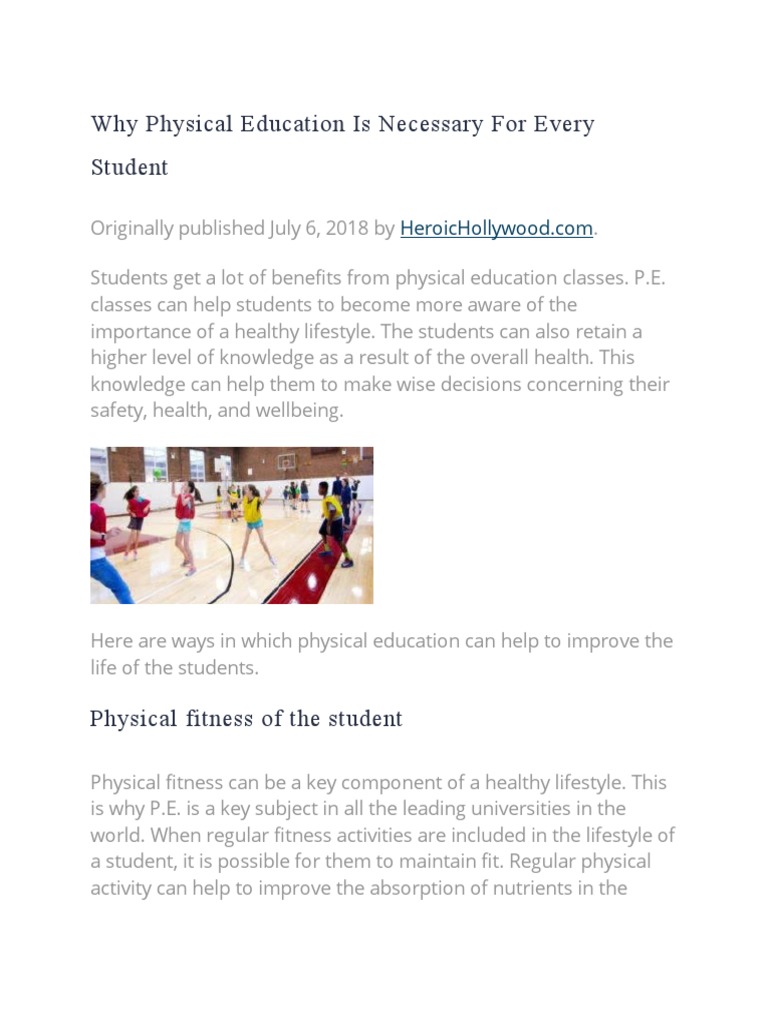 Why Physical Education Is Necessary For Every Student | PDF | Physical ...