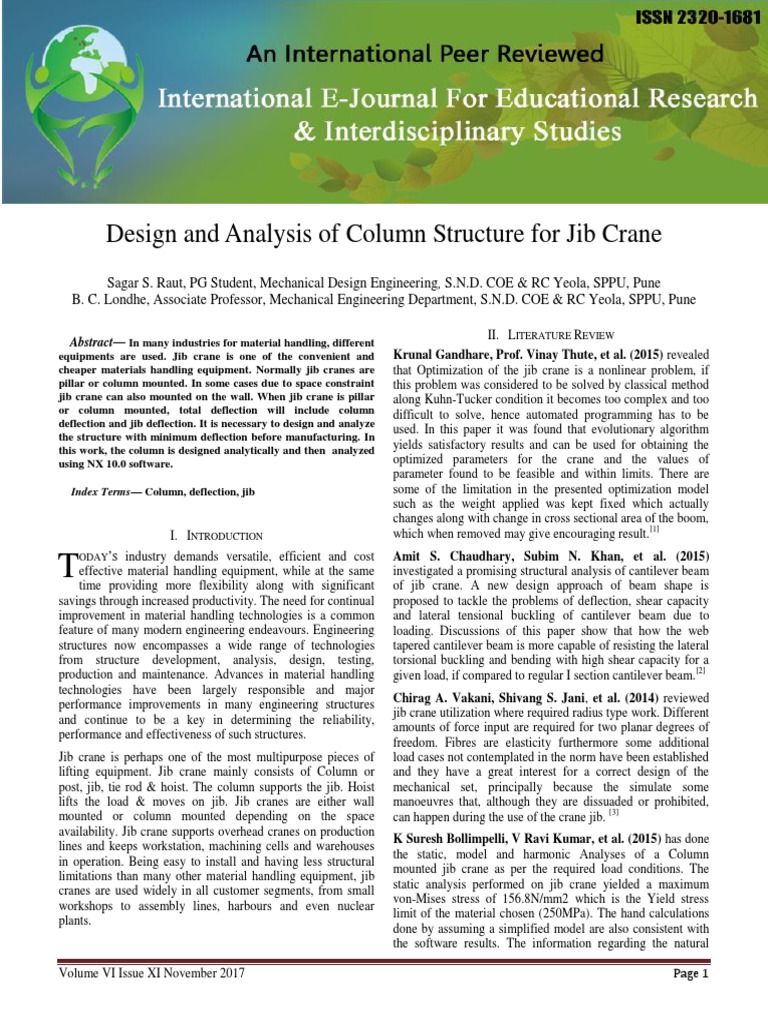 Design and Analysis of Column Structure For Jib Crane | PDF | Beam ...