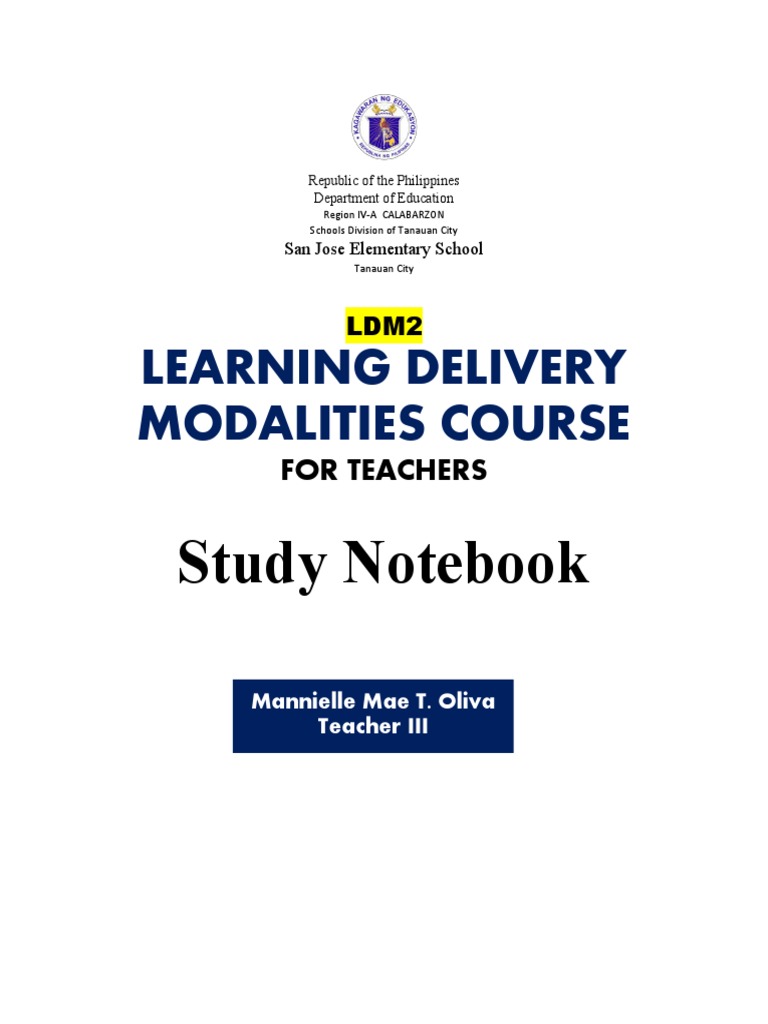 Learning Delivery Modalities Course: Study Notebook | PDF | Teachers ...