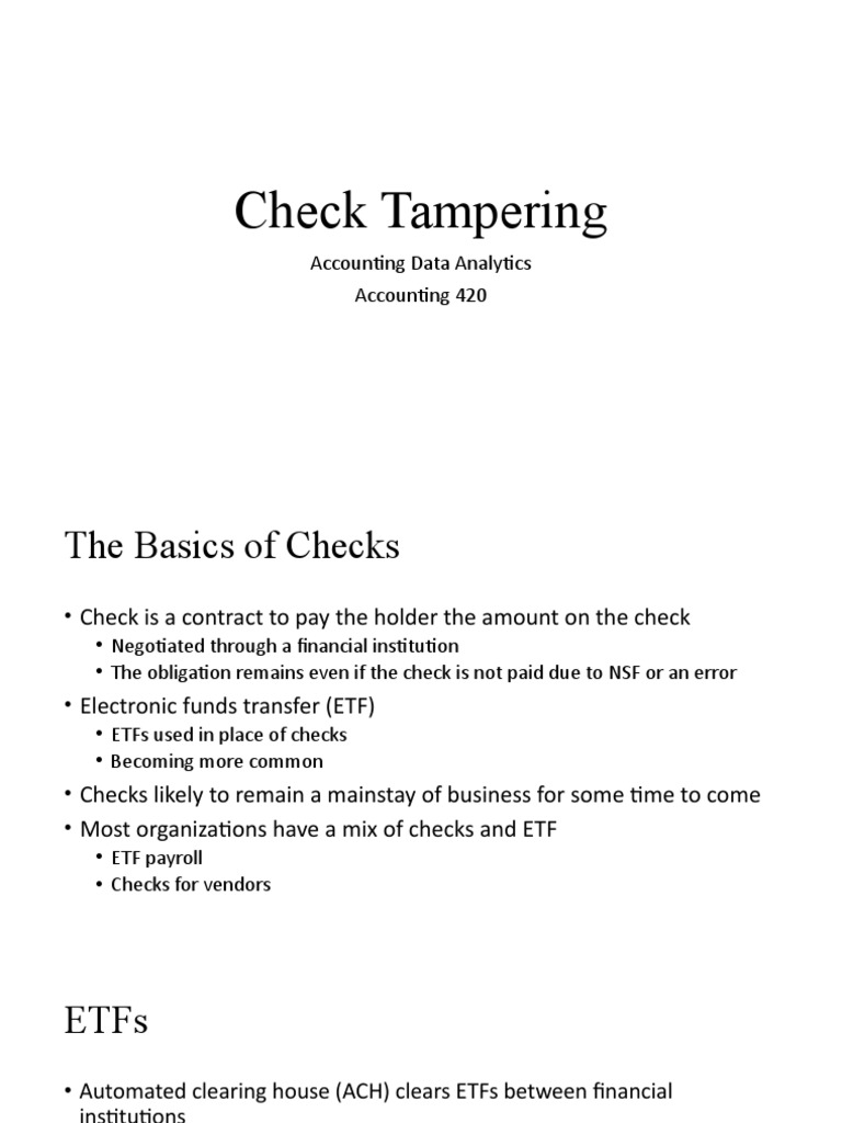 Check Tampering: Accounting Data Analytics Accounting 420 | Download ...