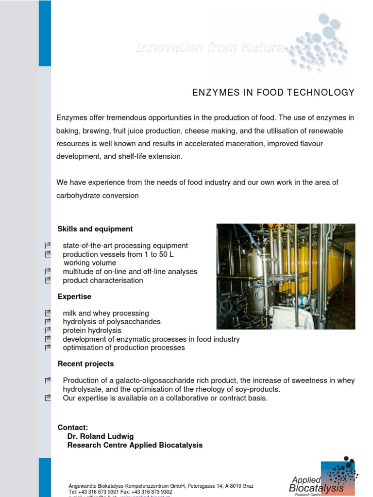 Enzymes in Food Production | PDF | Cooking, Food & Wine