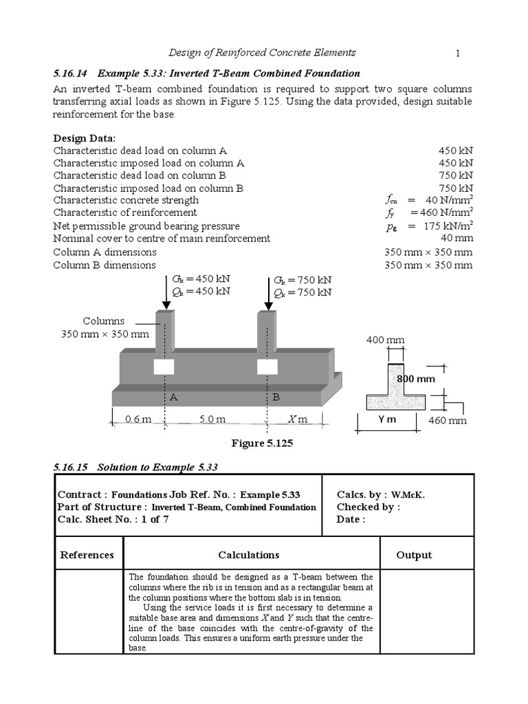 Inverted T-Beam Foundation Design | PDF | Column | Bending