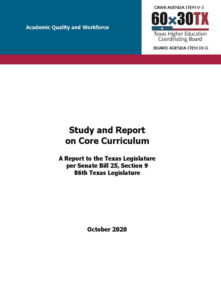 THECB SB 25 Report 10.20.2020 FINAL | PDF | Course Credit | Curriculum