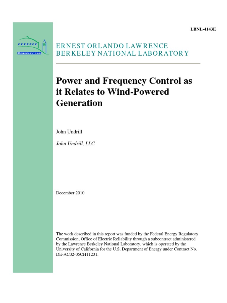 Power And Frequency Control As It Relates To Wind Powered Generation