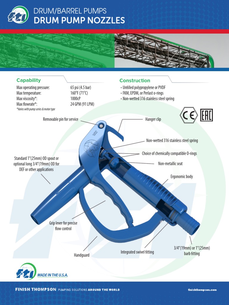 Drum Pump Nozzles: Construction Capability | PDF | Hose | Mechanical ...