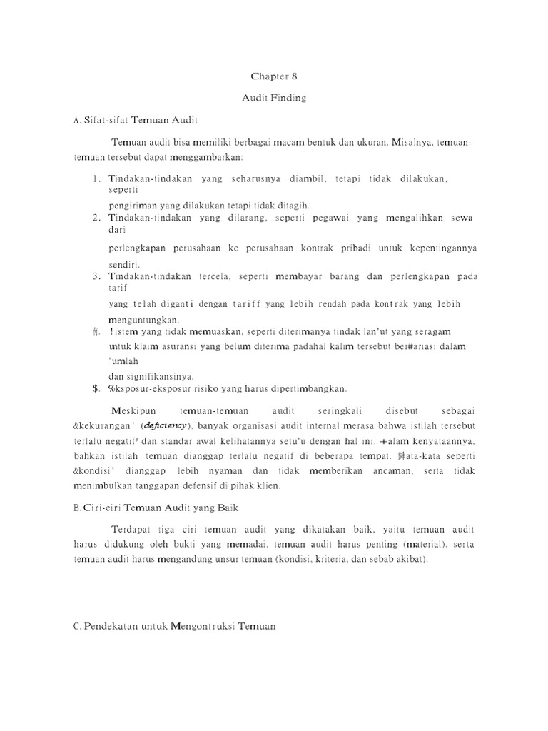 Audit Internal Audit Finding Sawyer CH 8 | PDF | Pengelolaan Keuangan ...