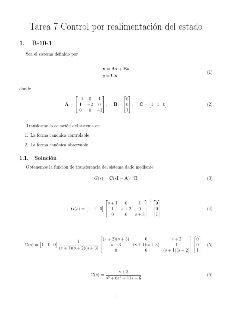 Control Moderno Ogata Ejercicios 7 | PDF | Objetos matemáticos | Conceptos matemáticos