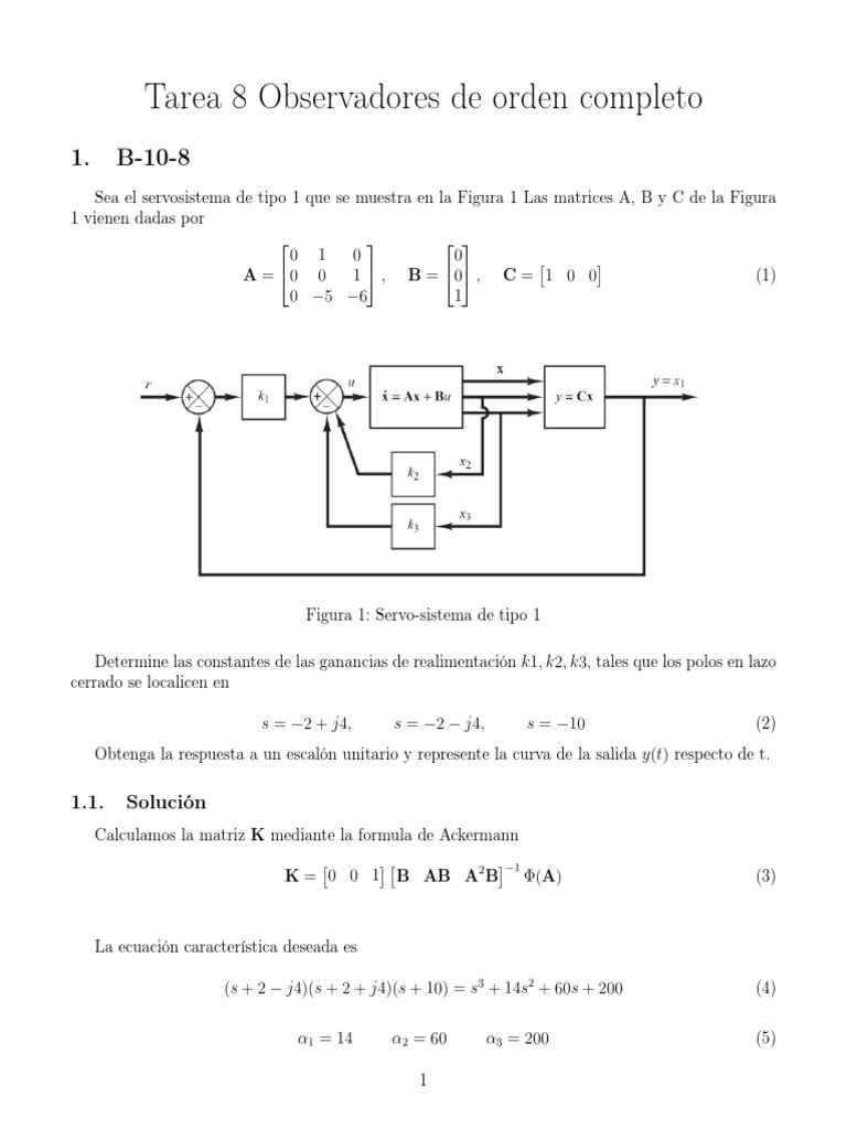 Control Moderno Ogata Ejercicios 8 | PDF | Conceptos matemáticos | Álgebra