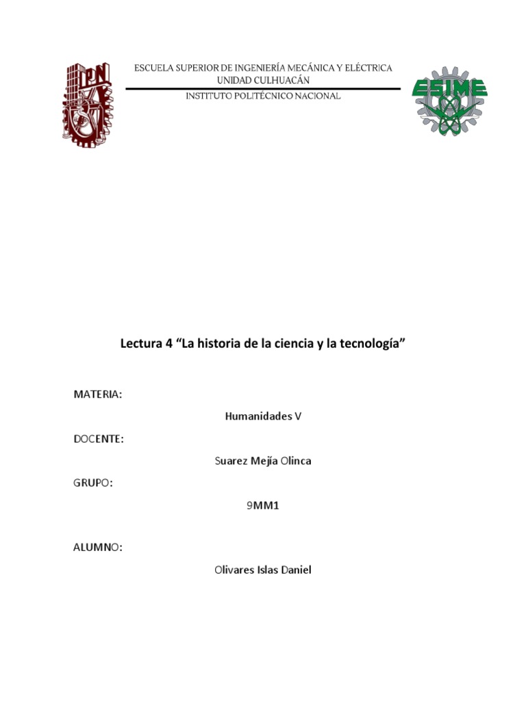 Lectura 4 "La Historia de La Ciencia y La Tecnología" | PDF ...