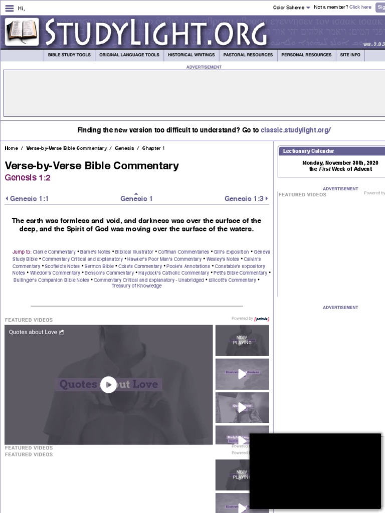 Genesis 1 2 - The Earth Was Formless... - Verse-by-Verse Commentary PDF ...