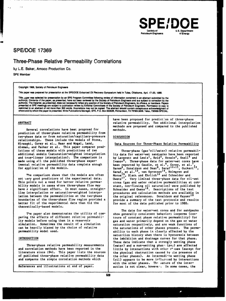 Three-Phase Relative Permeability Correlations PDF | PDF | Transparent ...