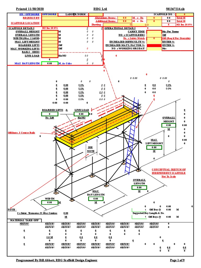 Scaff Calculator | PDF | Scaffolding | Manufactured Goods