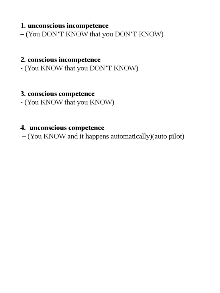 (You DON'T KNOW That You DON'T KNOW) : 1. Unconscious Incompetence | PDF
