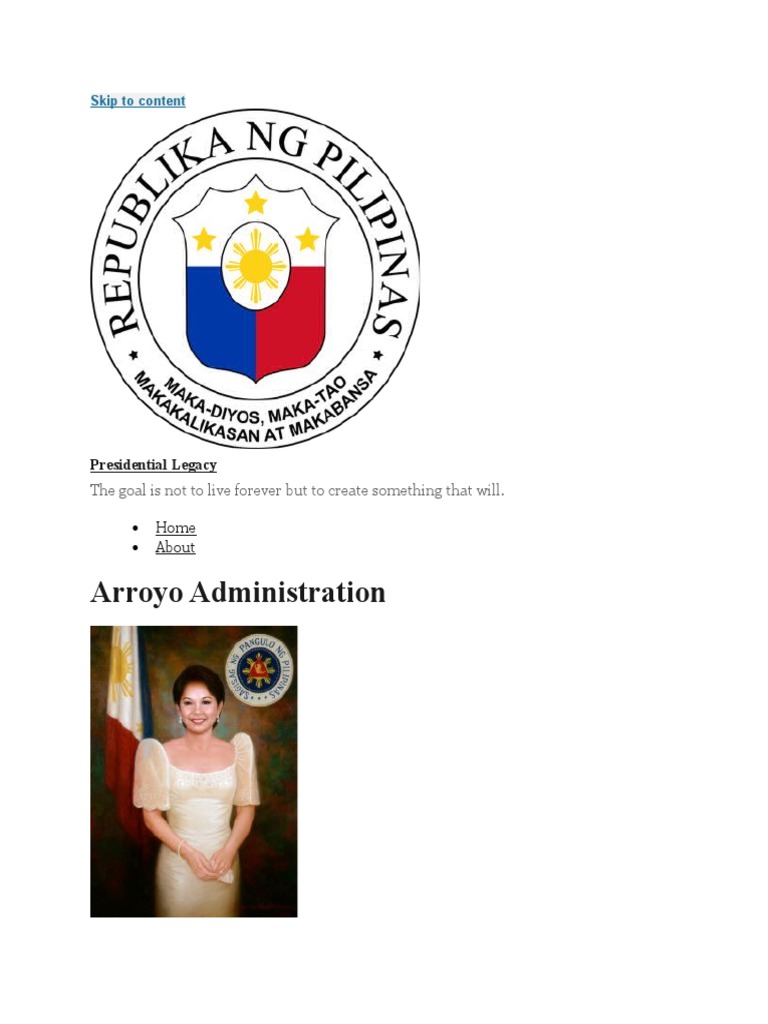 Arroyo Administration: Skip To Content | PDF | Philippines | Infant ...