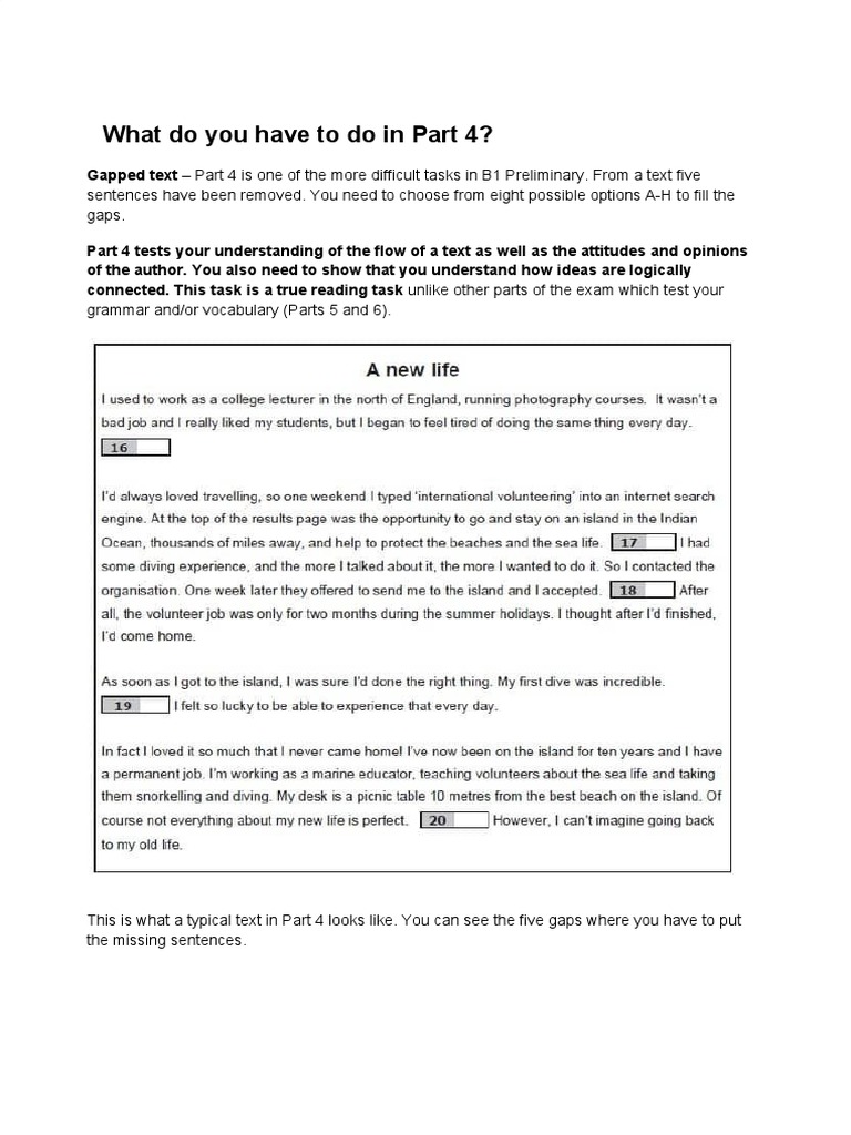 PET Reading 4 - 2020 | PDF | Test (Assessment) | Communication