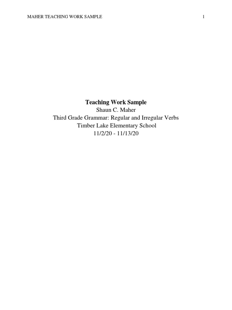 Teaching Work Sample Final | PDF | English Grammar | English Language