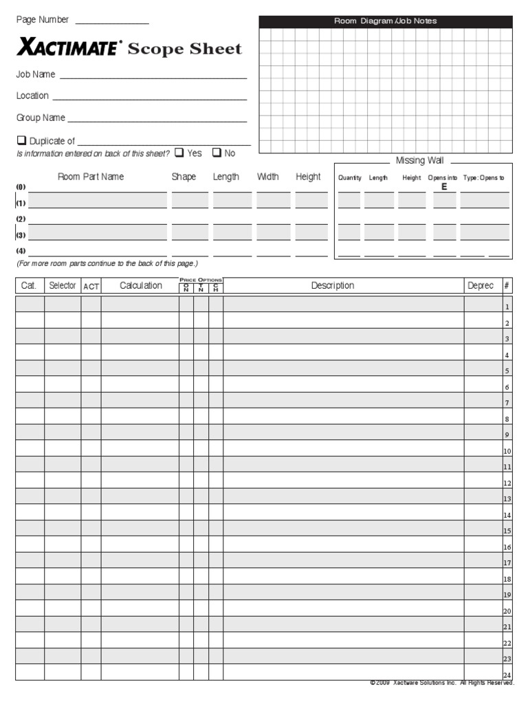 Scope Sheet: Is Information Entered On Back of This Sheet? | PDF ...