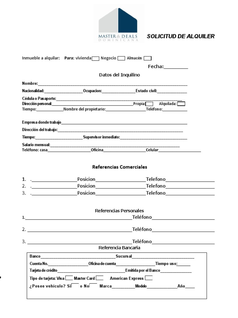 Solicitud de Alquiler | PDF