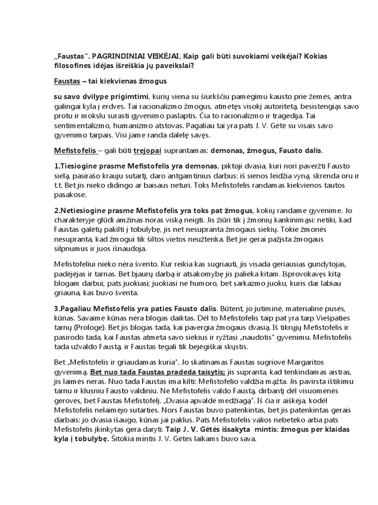 Faustas Pagrindiniai Veikejai | PDF
