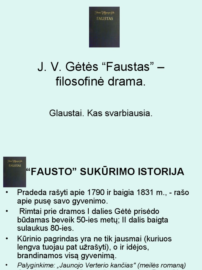 J.V. Gėtės"Faustas"-filosofinė Drama | PDF