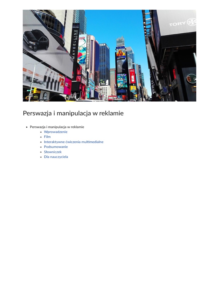 Perswazja I Manipulacja W Reklam | PDF